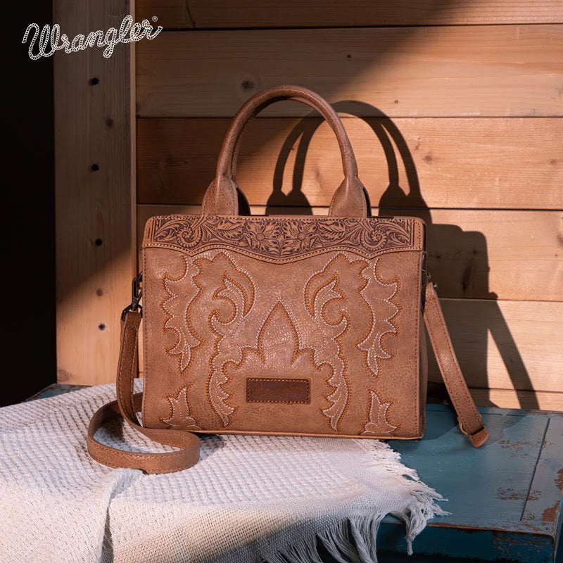 Wrangler Embroidered Boot Scroll Tote Crossbody Bag – Dani Morgans